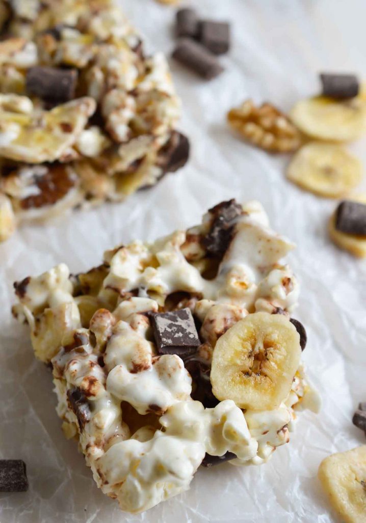 Chunky Monkey Popcorn Bars - WonkyWonderful