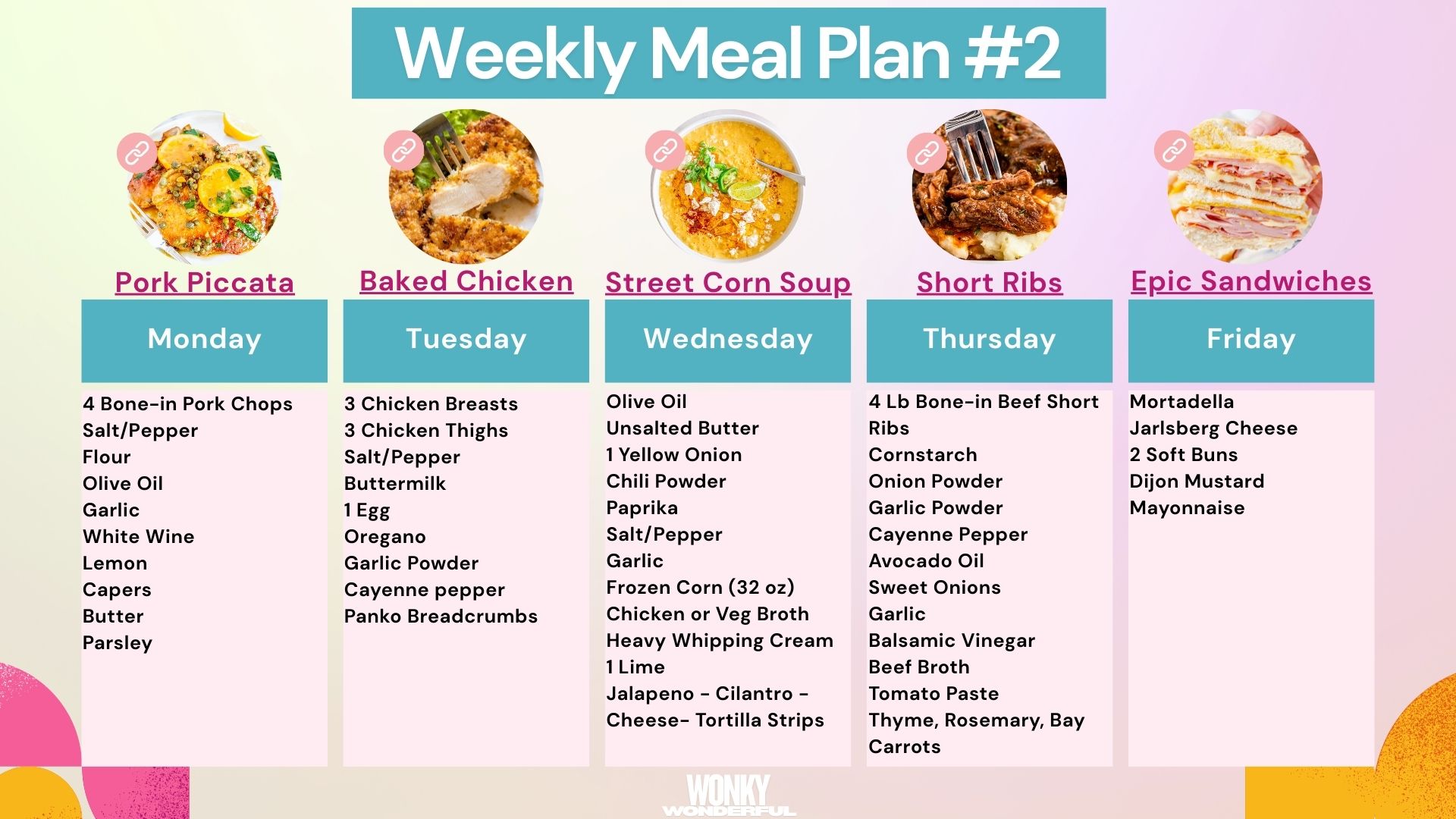 WEEKLY MEAL PLAN 2 - WonkyWonderful