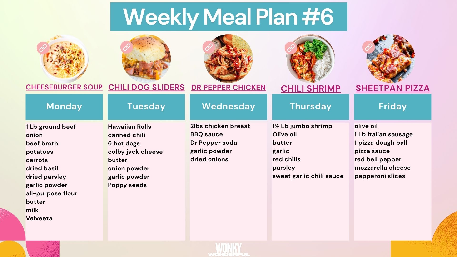 WEEKLY MEAL PLAN 6 - WonkyWonderful
