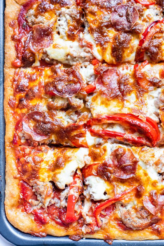 SHEET PAN MEAT LOVERS PIZZA - WonkyWonderful
